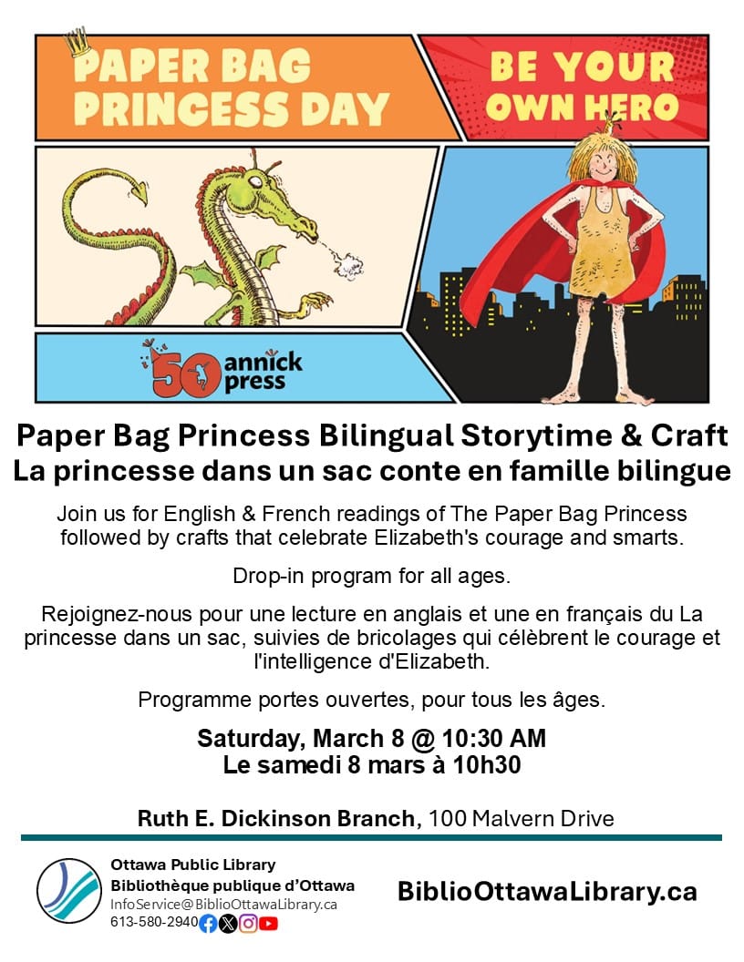 Paper Bag Princess Bilingual Storytime & Craft | La princesse dans un ...